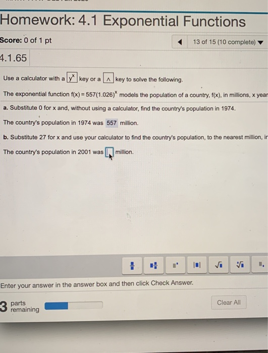 Solved Homework: 4.1 Exponential Functions Score: 0 of 1 pt | Chegg.com