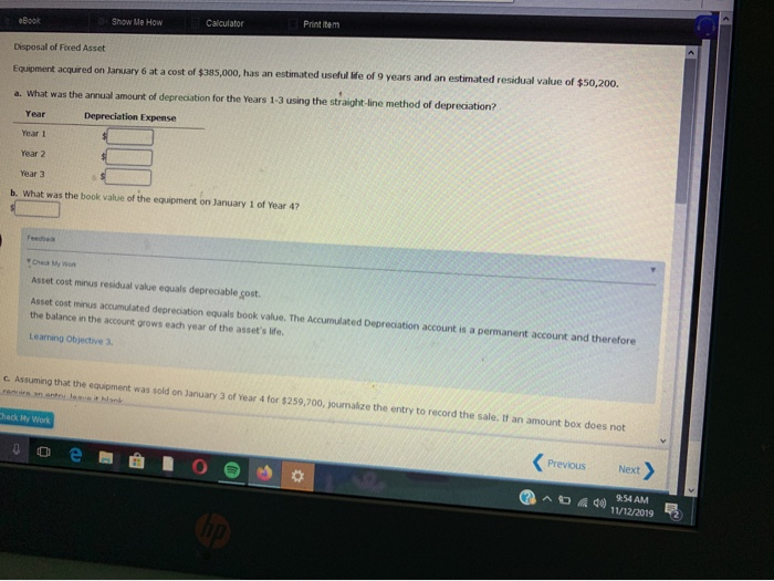 Solved Print item Calculator Show Me How Book Disposal of | Chegg.com