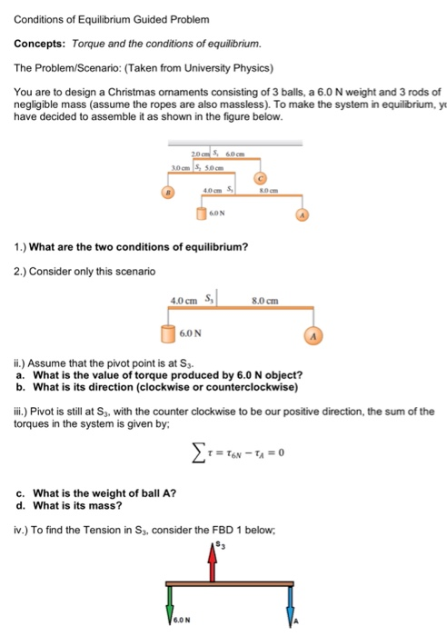 Solved Conditions of Equilibrium Guided Problem Concepts: | Chegg.com