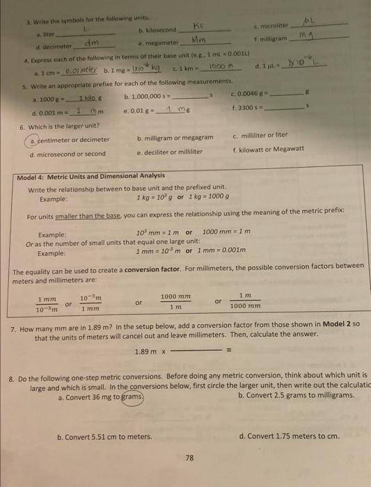 Solved ML am 3. Write the symbols for the following units Ko | Chegg.com