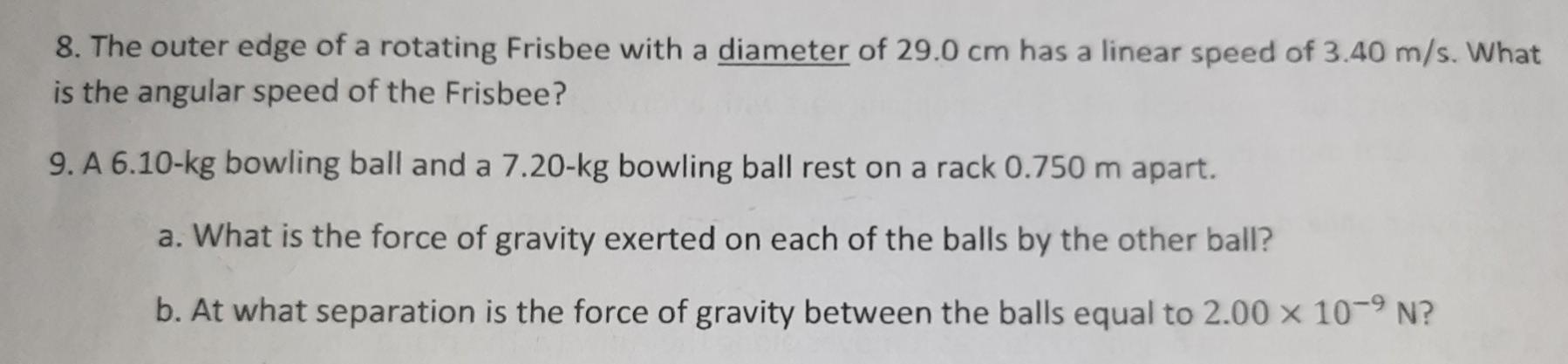 Solved 8. The outer edge of a rotating Frisbee with a | Chegg.com