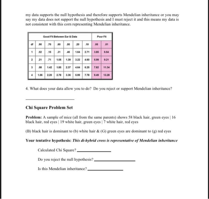 Solved CORN GENETICS CHI SQUARE ANALYSIS In this exercise, | Chegg.com