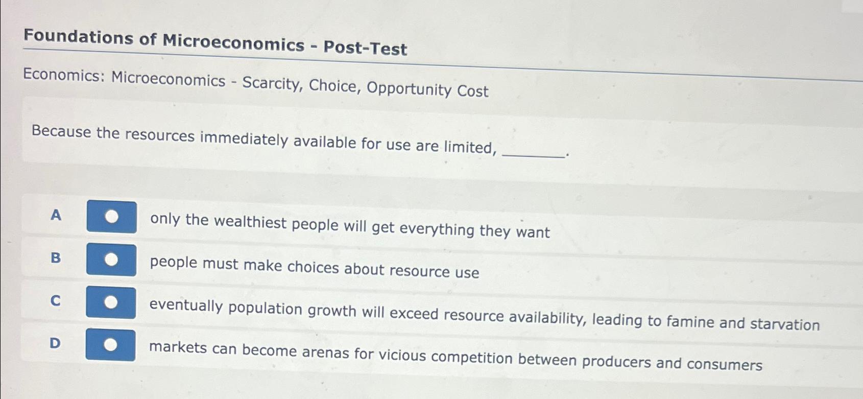 Solved Foundations of Microeconomics - ﻿Post-TestEconomics: | Chegg.com