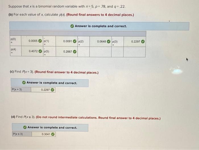 Solved Suppose that x is a binomial random variable with | Chegg.com