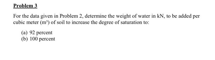 Solved Problem 2 Total (moist) unit weight of a split-spoon | Chegg.com