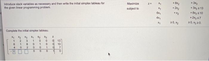Solved Determine the number of slack variables and name | Chegg.com