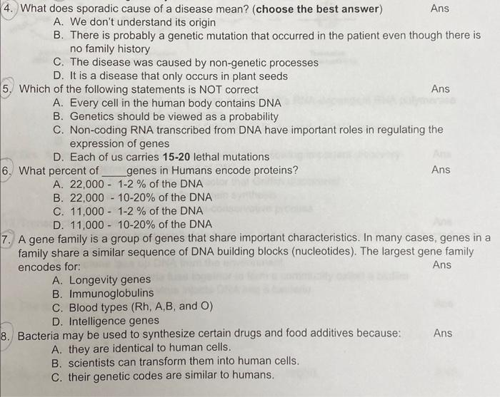 Solved 4. What does sporadic cause of a disease mean? | Chegg.com