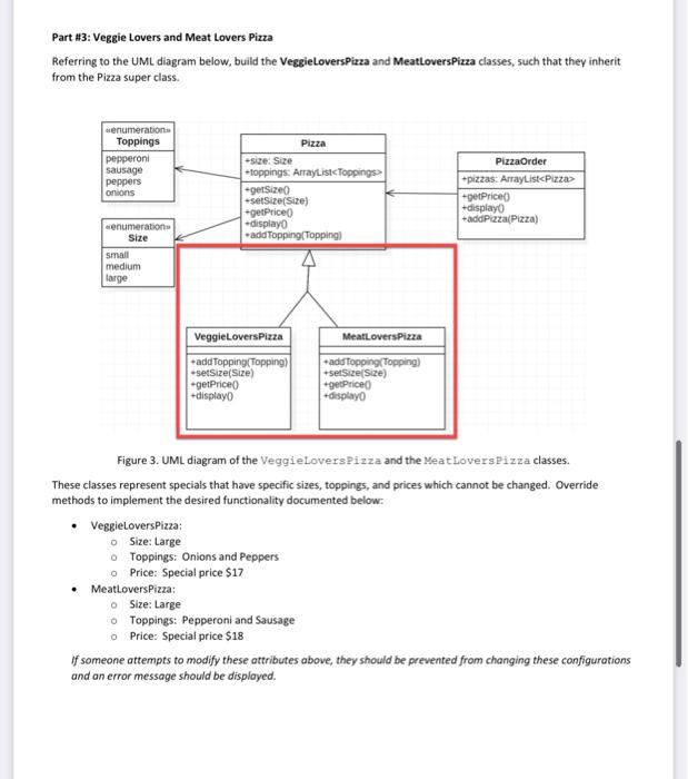 Solved Part \#1: Pizza Class Referring to the UML diagram | Chegg.com
