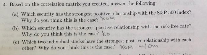 Solved Thank you ! The questions for the correlation matrix | Chegg.com