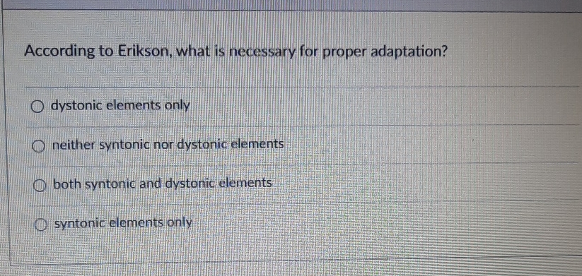 Solved According to Erikson, what is necessary for proper | Chegg.com