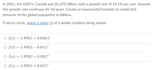 Solved In 2021, ﻿the GDP in Canada was $1,670 ﻿billion, with | Chegg.com