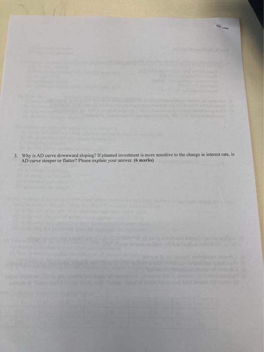 Solved 3. Why is AD curve downward sloping? If planned | Chegg.com