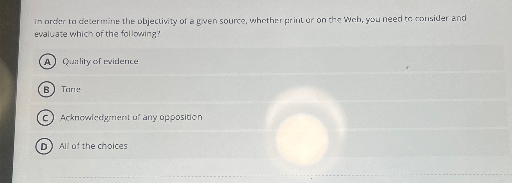 Solved In order to determine the objectivity of a given | Chegg.com