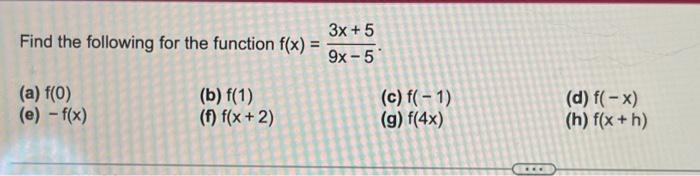 Solved Find the following for the function f(x)=9x−53x+5 (a) | Chegg.com