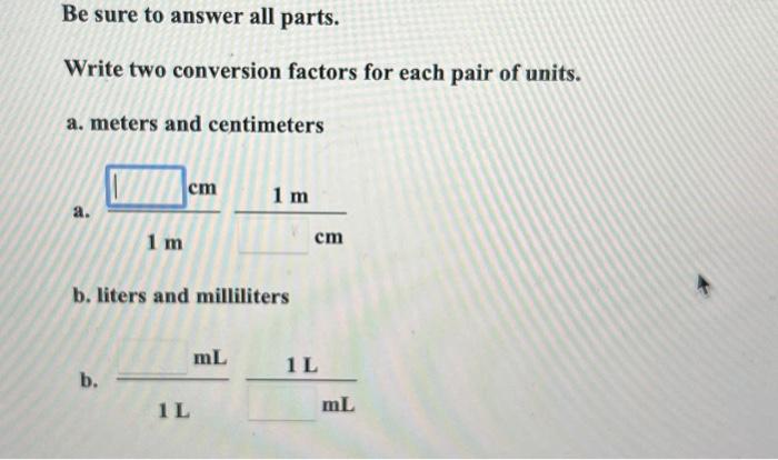 Solved Be sure to answer all parts. Write two conversion | Chegg.com