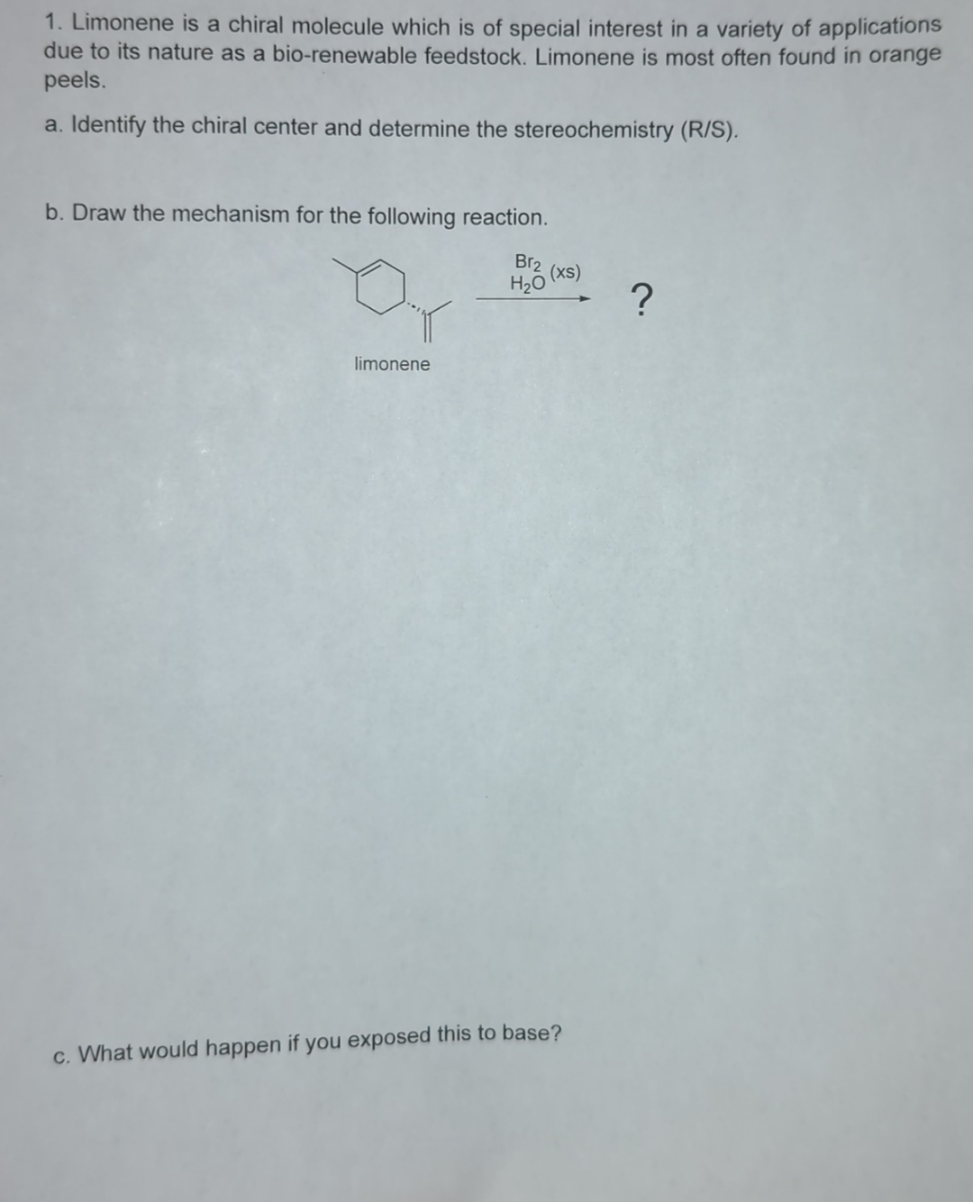 Solved Limonene is a chiral molecule which is of special | Chegg.com