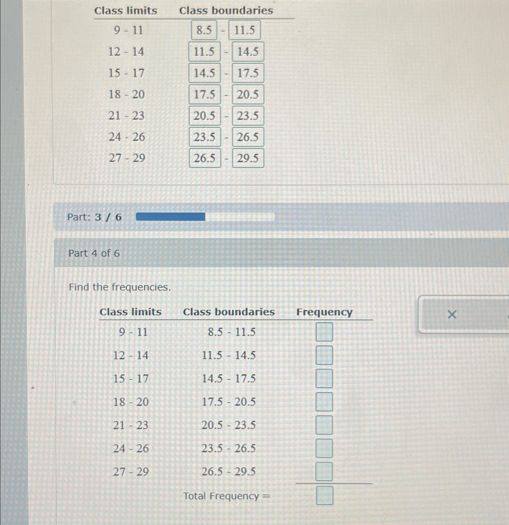 Class limitsClass | Chegg.com