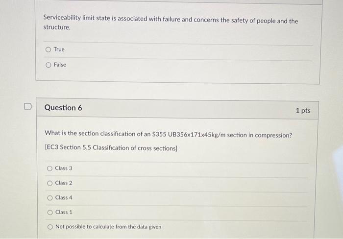 Solved Serviceability limit state is associated with failure | Chegg.com