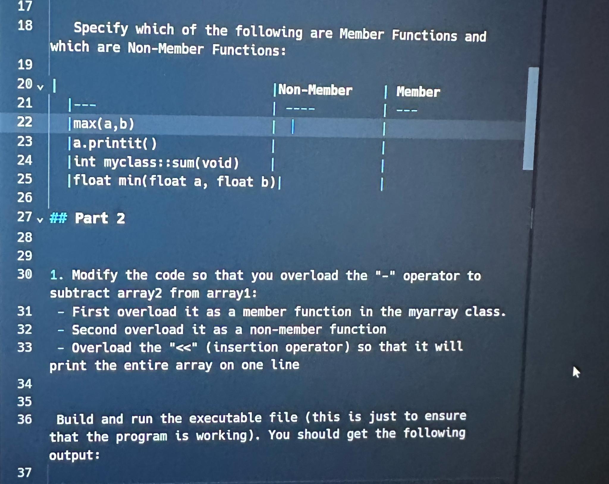 Solved Specify which of the following are Member Functions | Chegg.com
