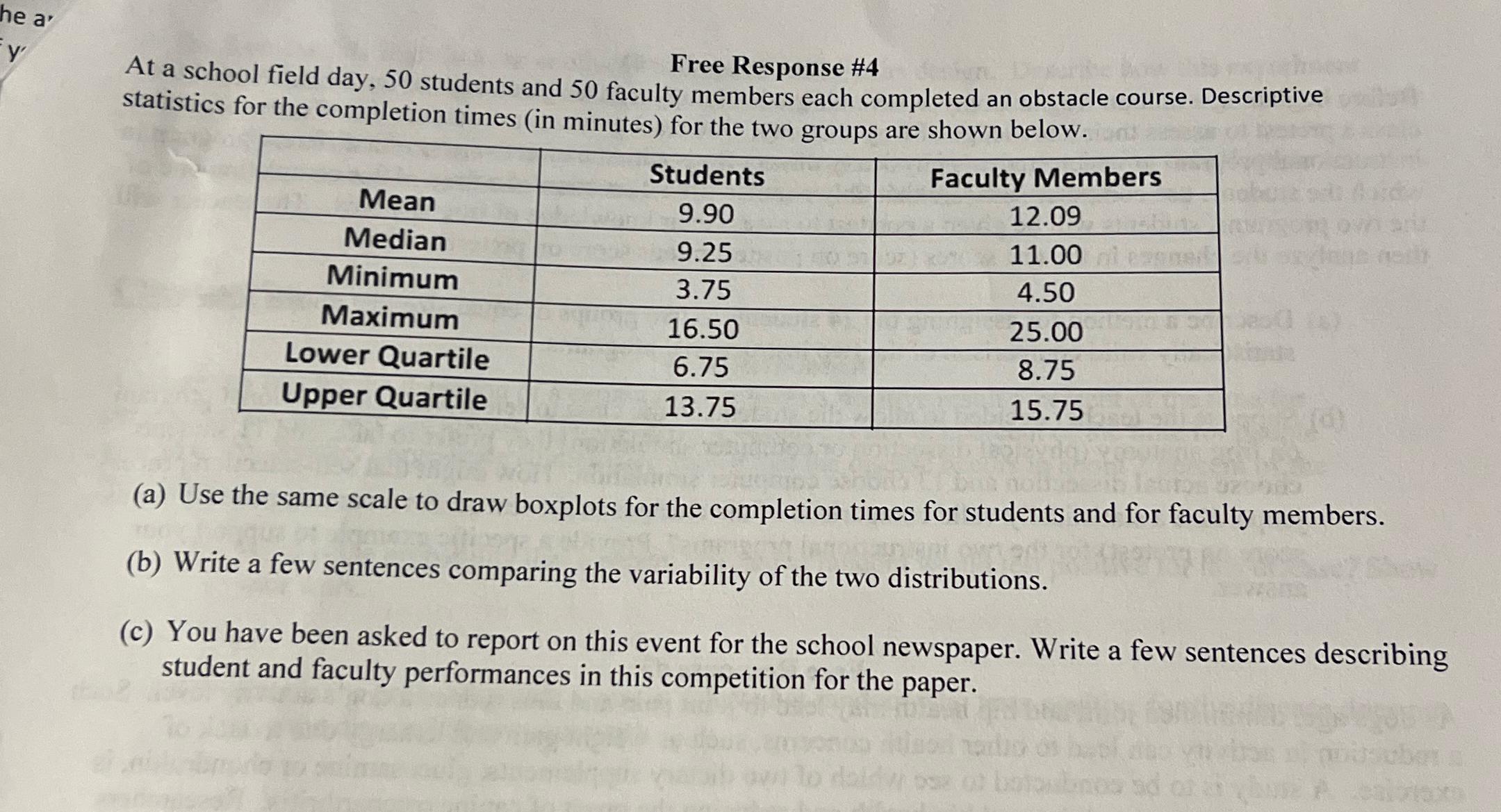 Solved At a school field day, 50 ﻿students and 50 ﻿faculty | Chegg.com