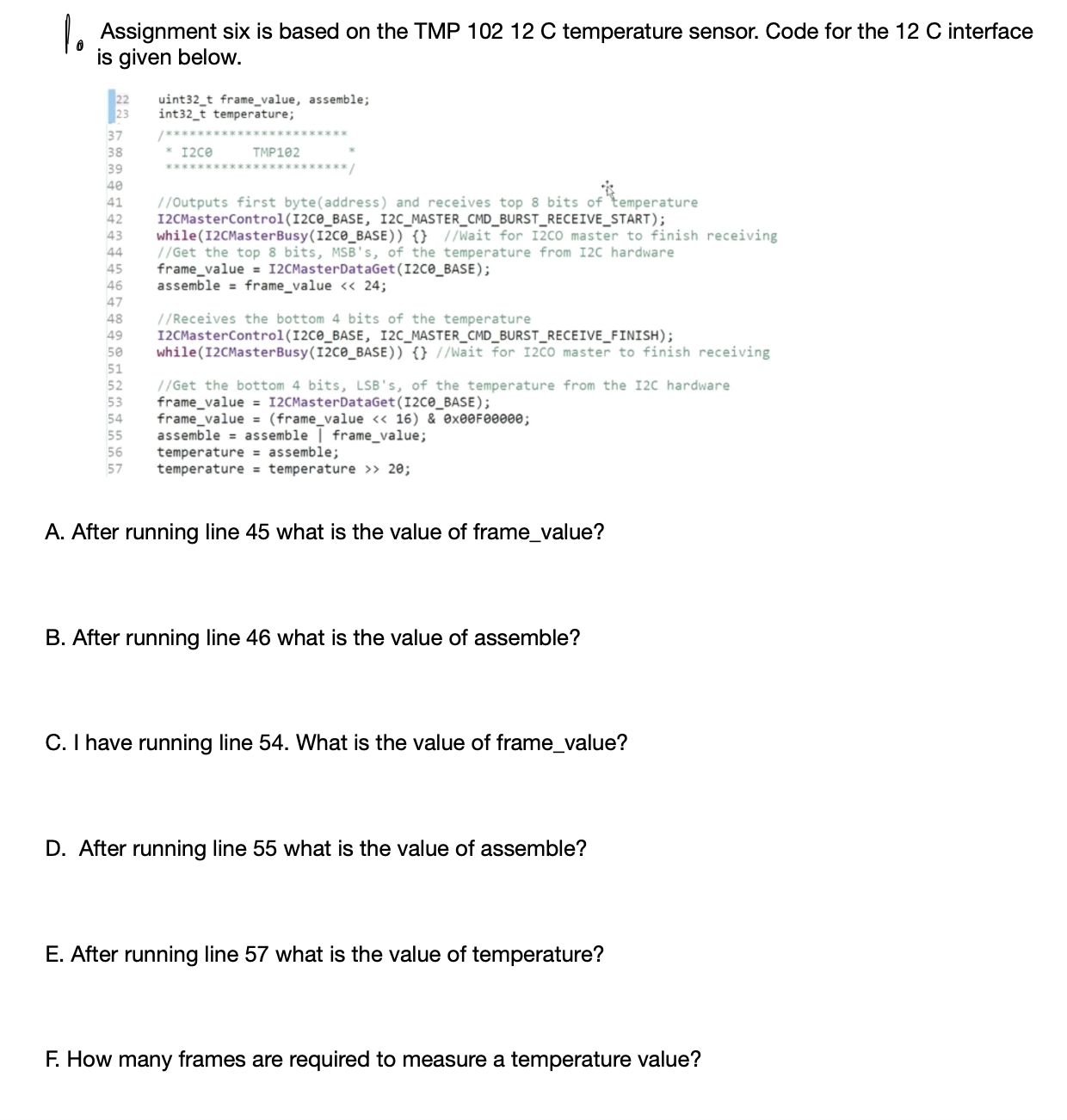 Solved Assignment six is based on the TMP 10212C | Chegg.com