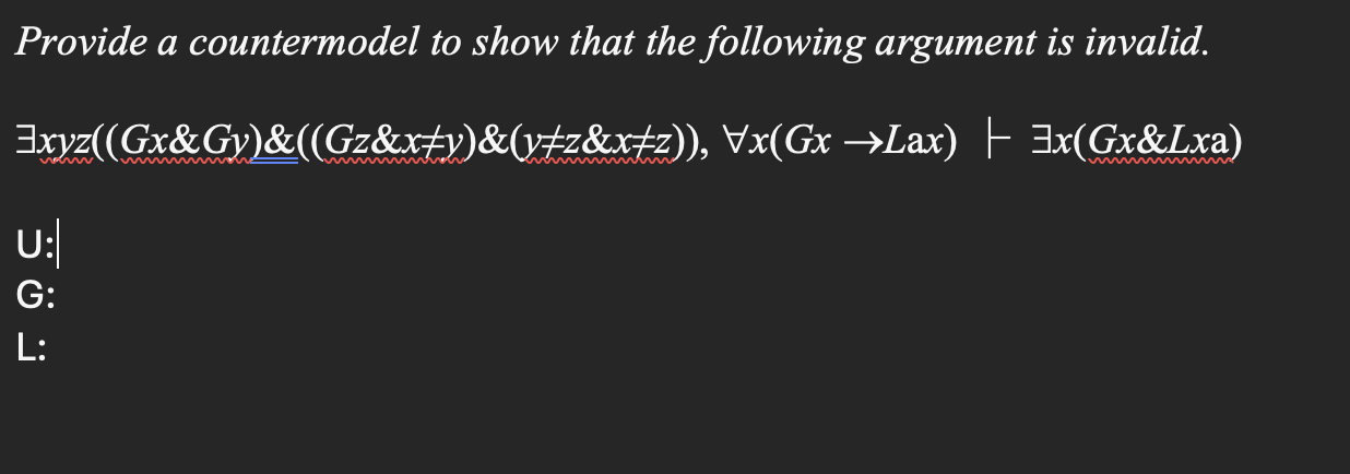 Solved Provide a countermodel to show that the following | Chegg.com