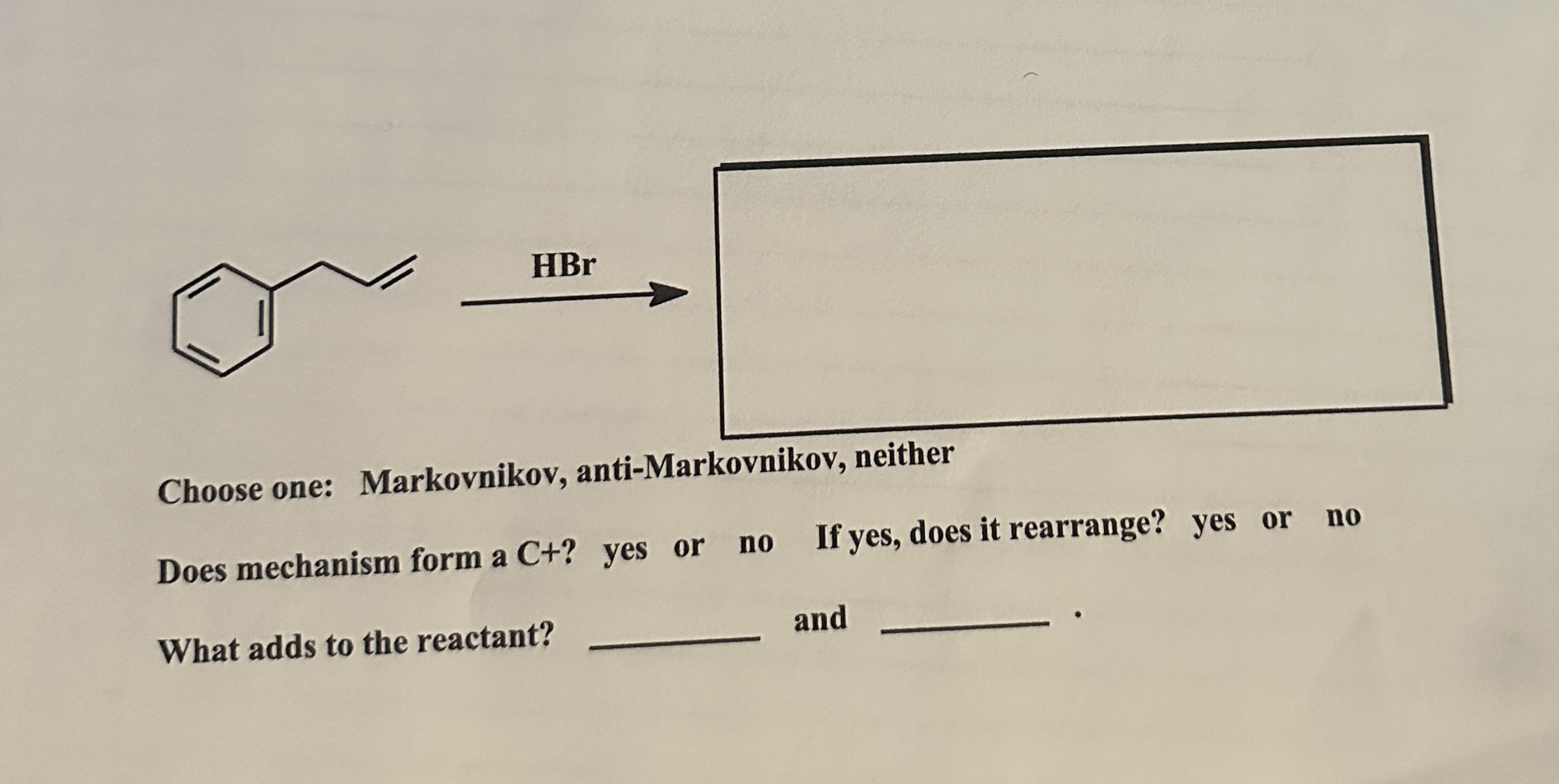 Choose one: Markovnikov, anti-Markovnikov, | Chegg.com