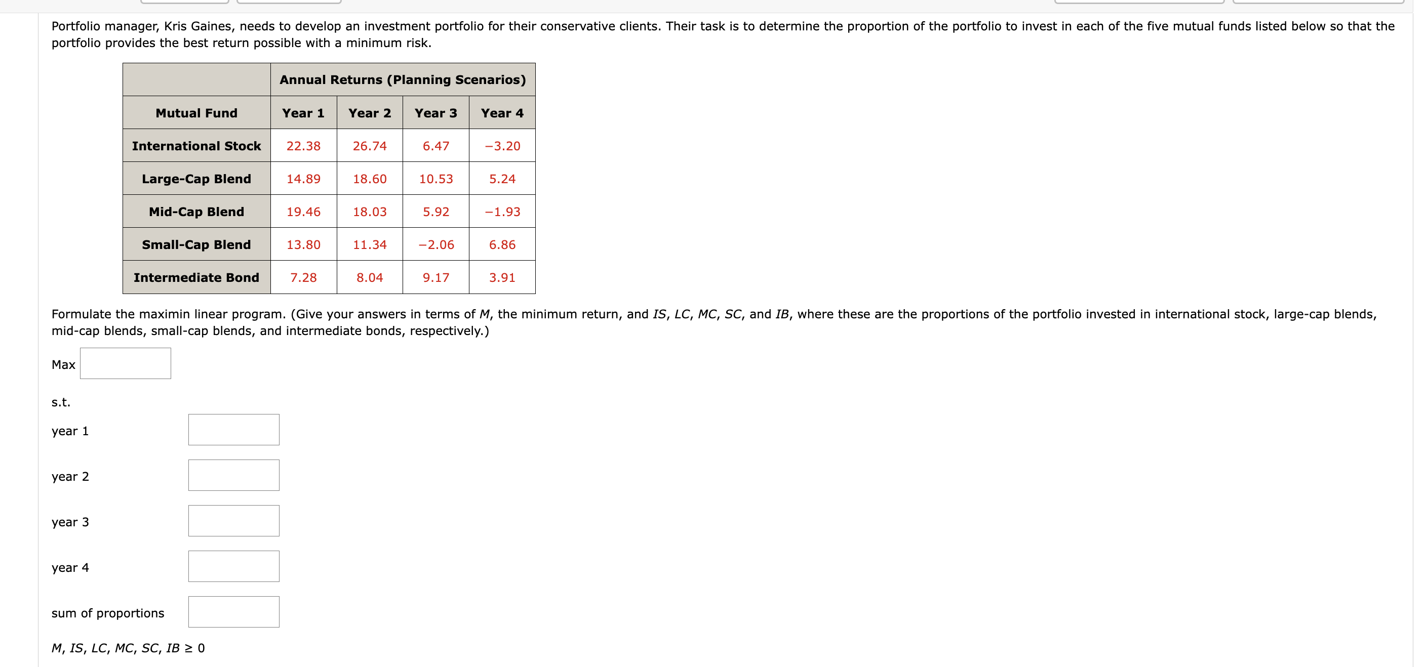 portfolio provides the best return possible with a | Chegg.com