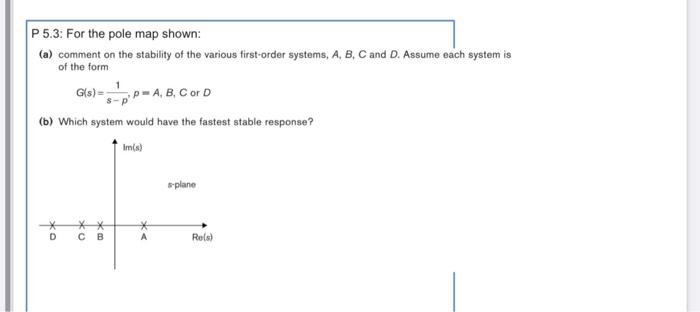 Solved P5.3. For the pole map shown: (a) comment on the | Chegg.com