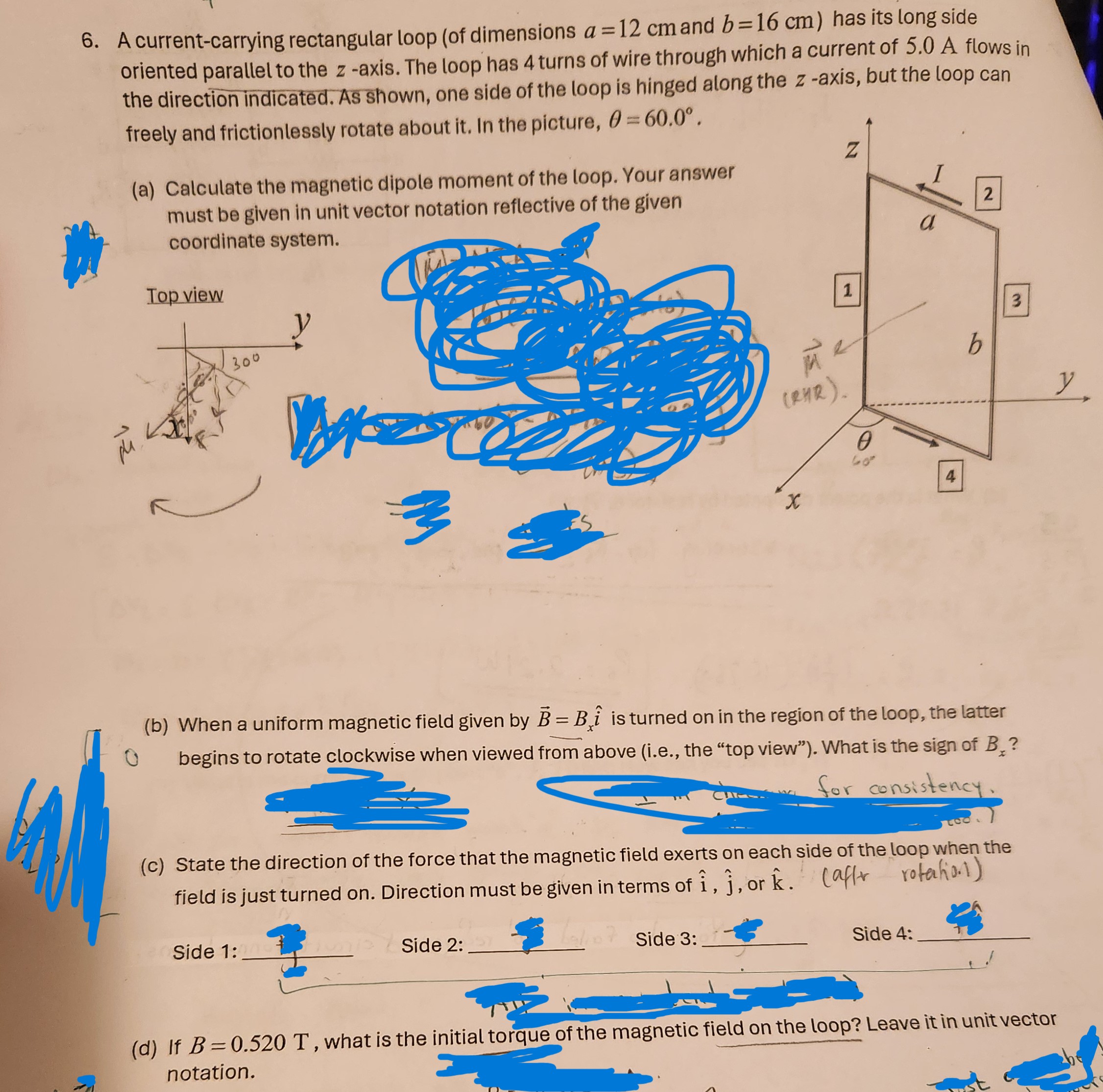 Solved A current-carrying rectangular loop (of dimensions | Chegg.com