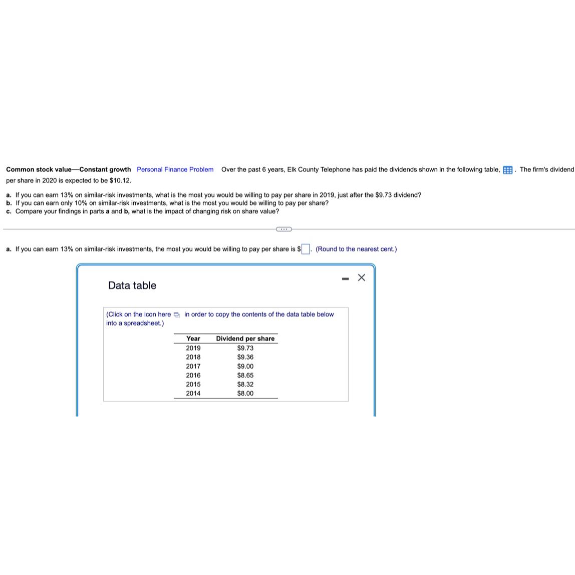 Solved per share in 2020 ﻿is expected to be $10.12.a. ﻿If | Chegg.com