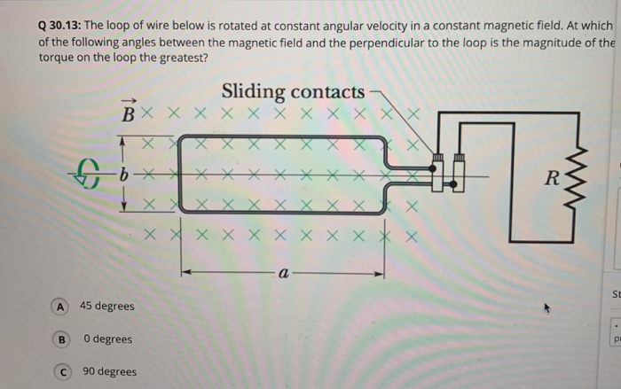 Solved Q 30.13: The loop of wire below is rotated at | Chegg.com