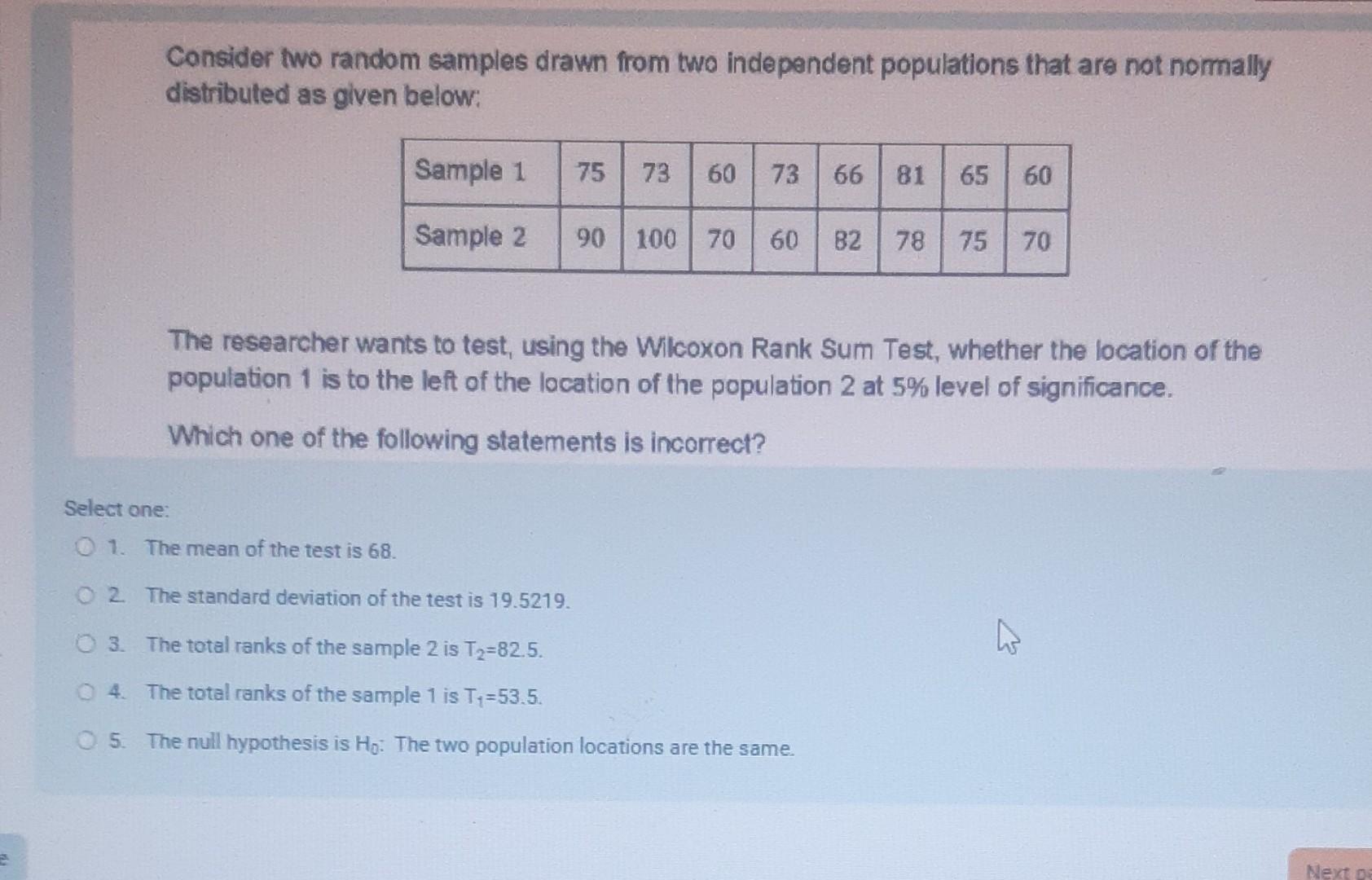 Solved Consider two random samples drawn from two | Chegg.com