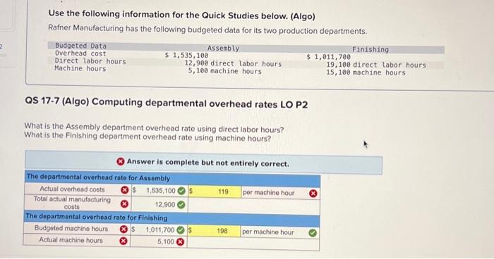 Solved Use the following information for the Quick Studies | Chegg.com