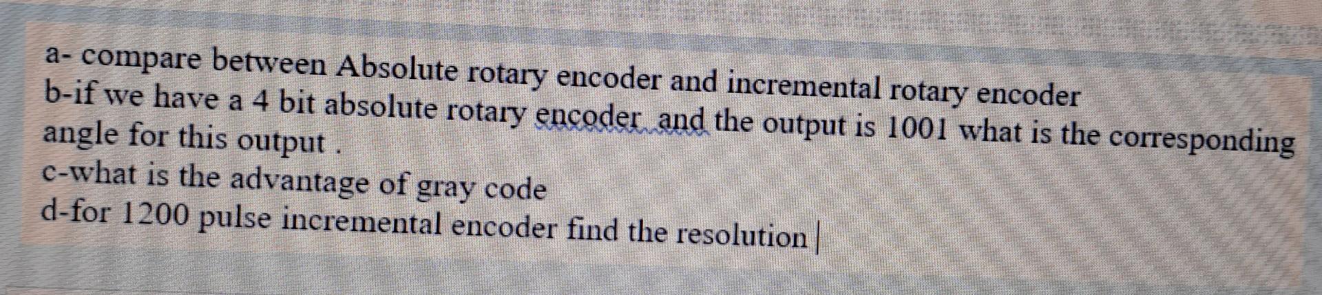 Solved a- ﻿compare between Absolute rotary encoder and | Chegg.com