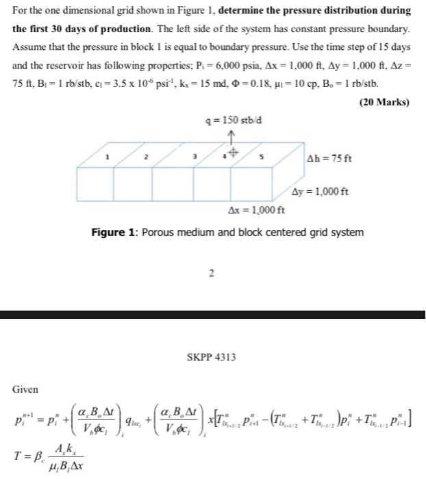For the one dimensional grid shown in Figure 1, | Chegg.com