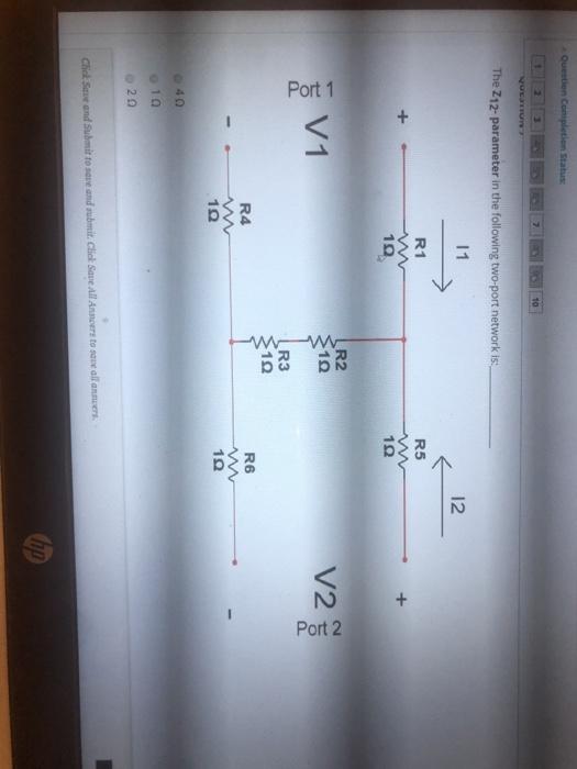 Solved Question completion Status 10 The Z12- parameter in | Chegg.com
