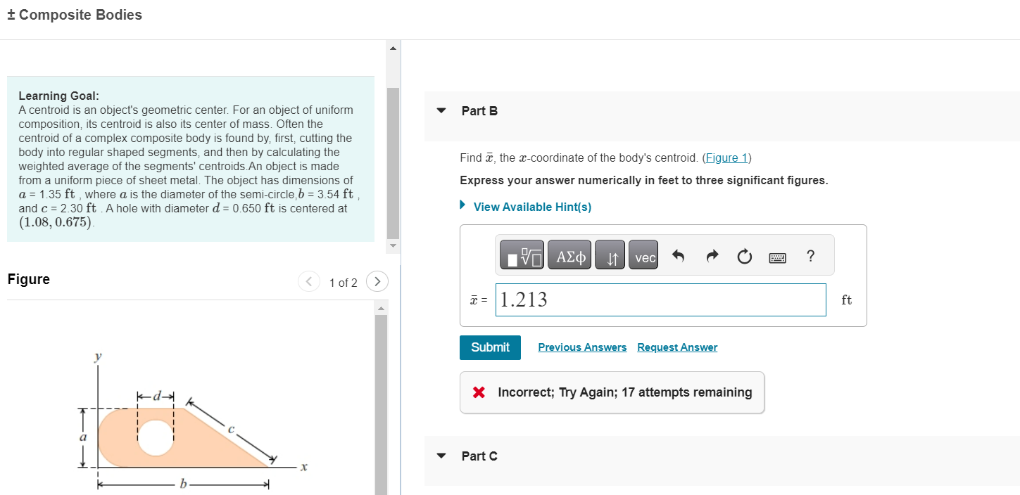 Solved +- ﻿Composite BodiesLearning Goal:A centroid is an | Chegg.com