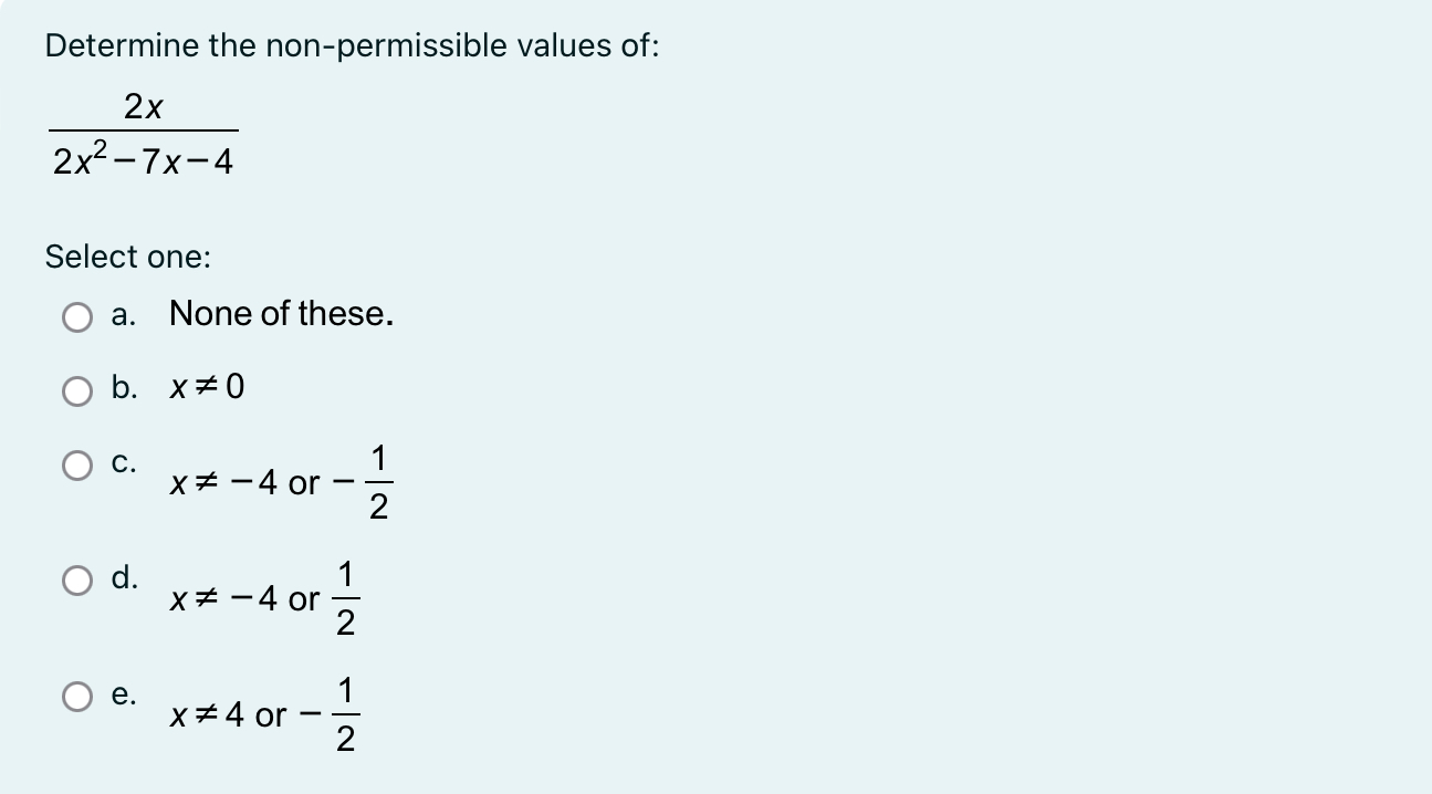Solved Determine the non-permissible values | Chegg.com