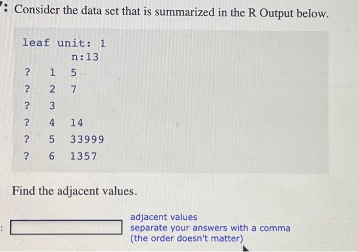Solved Consider the data set that is summarized in the R | Chegg.com