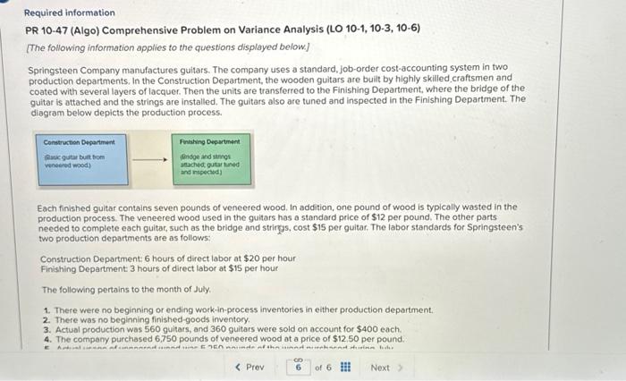 Solved Required information PR 10-47 (Algo) Comprehensive | Chegg.com