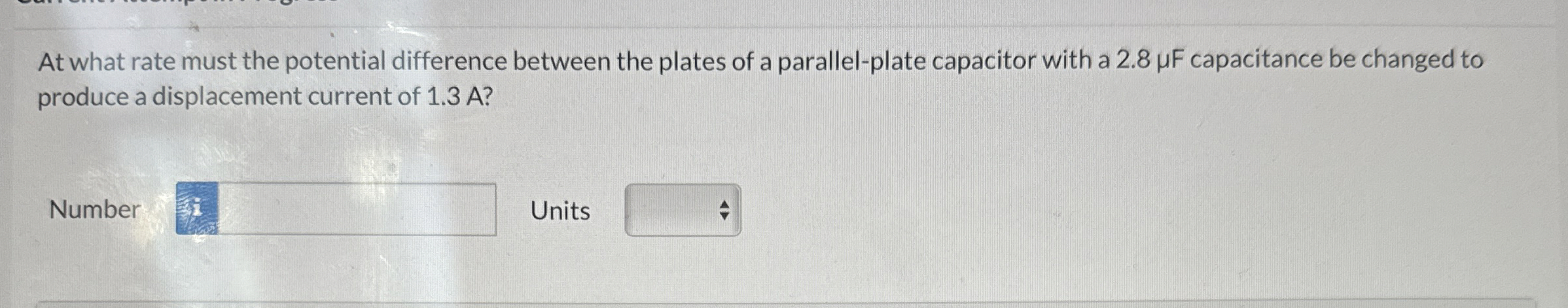 Solved At what rate must the potential difference between | Chegg.com