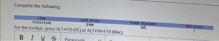 Solved Complete the following: | Chegg.com