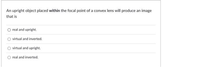 Solved An upright object placed within the focal point of a | Chegg.com