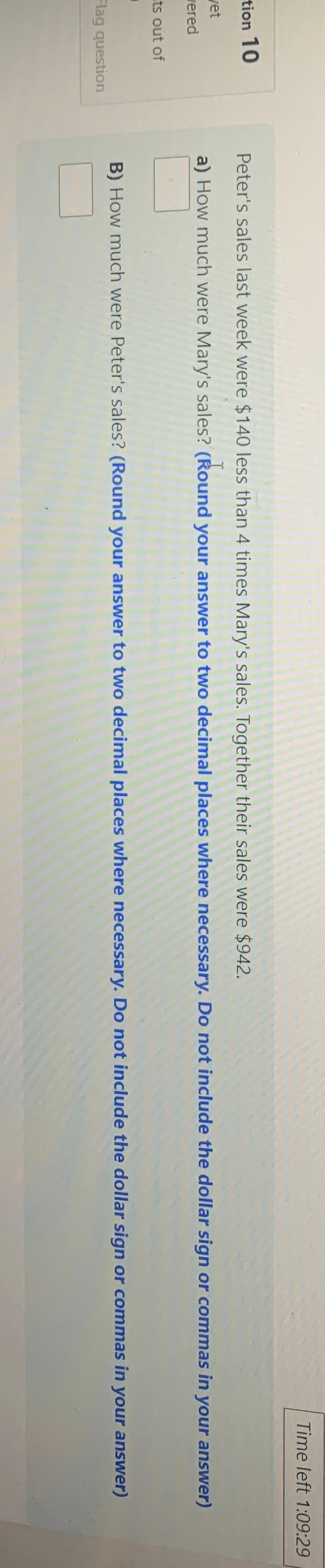 Solved Time left 1:09:29Peter's sales last week were $140 | Chegg.com