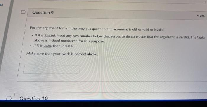 Solved For the argument form in the previous question, the | Chegg.com