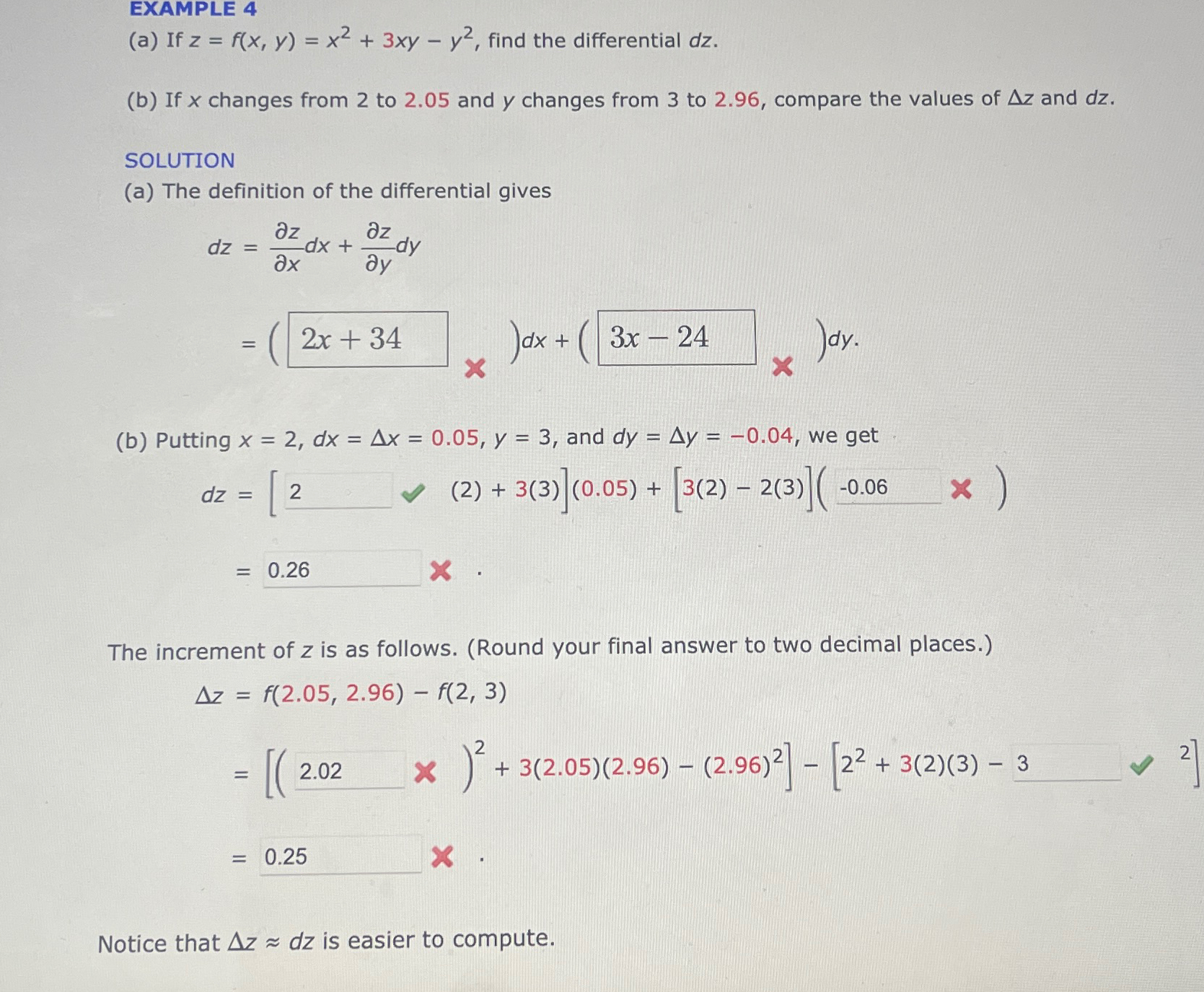 Solved EXAMPLE 4(a) ﻿If z=f(x,y)=x2+3xy-y2, ﻿find the | Chegg.com