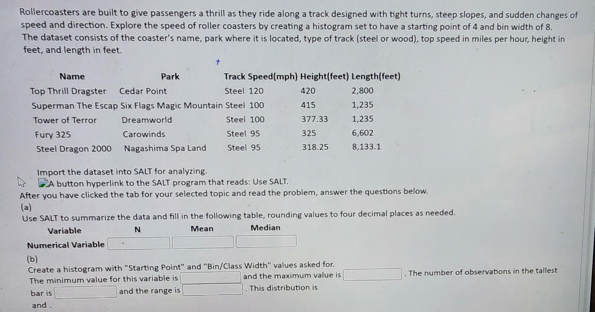 Solved Rollercoasters are built to give passengers a thrill | Chegg.com