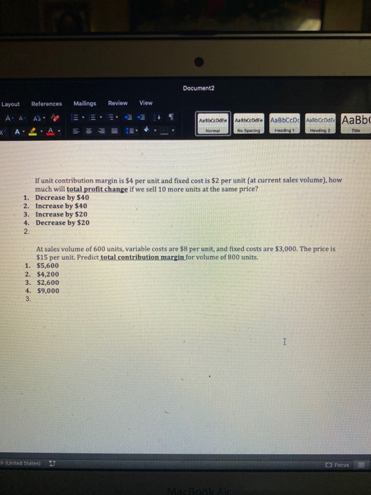 Solved Document2 Layout References Mailings Review View A- A | Chegg.com