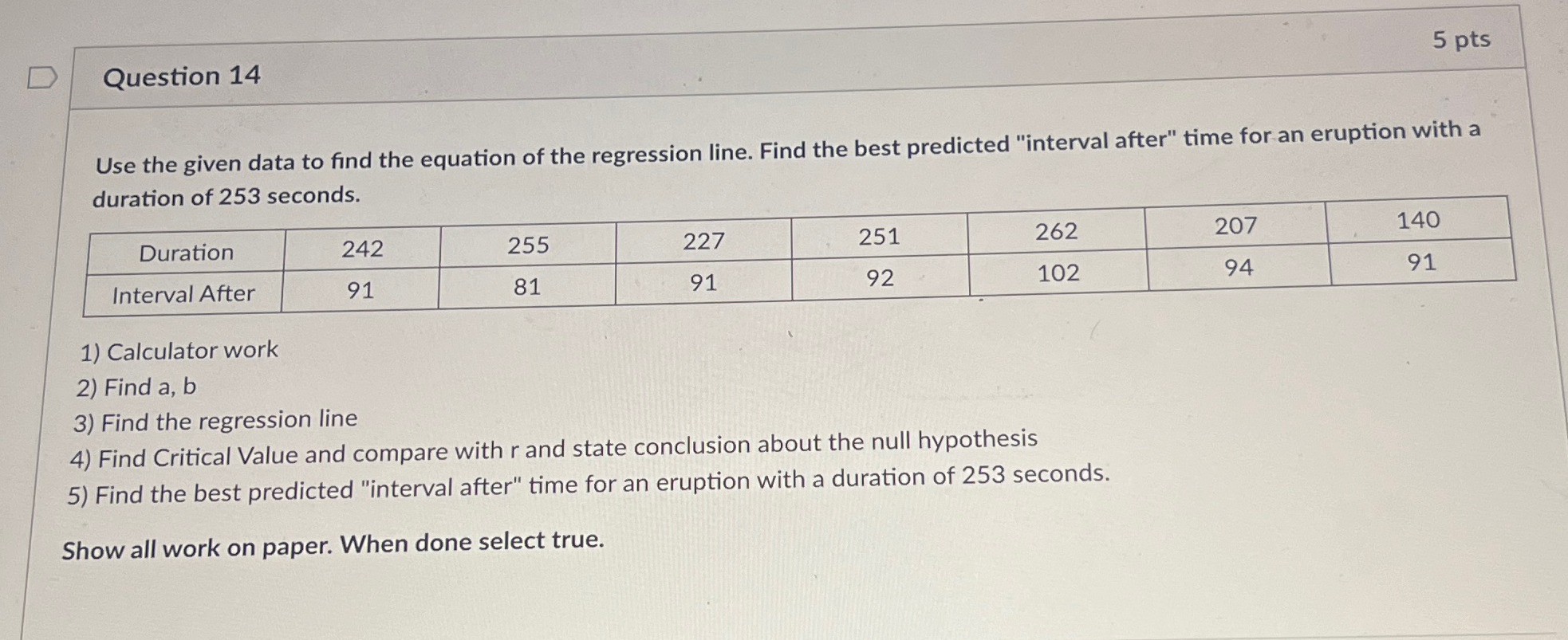 Solved Question 145 ﻿ptsUse the given data to find the | Chegg.com